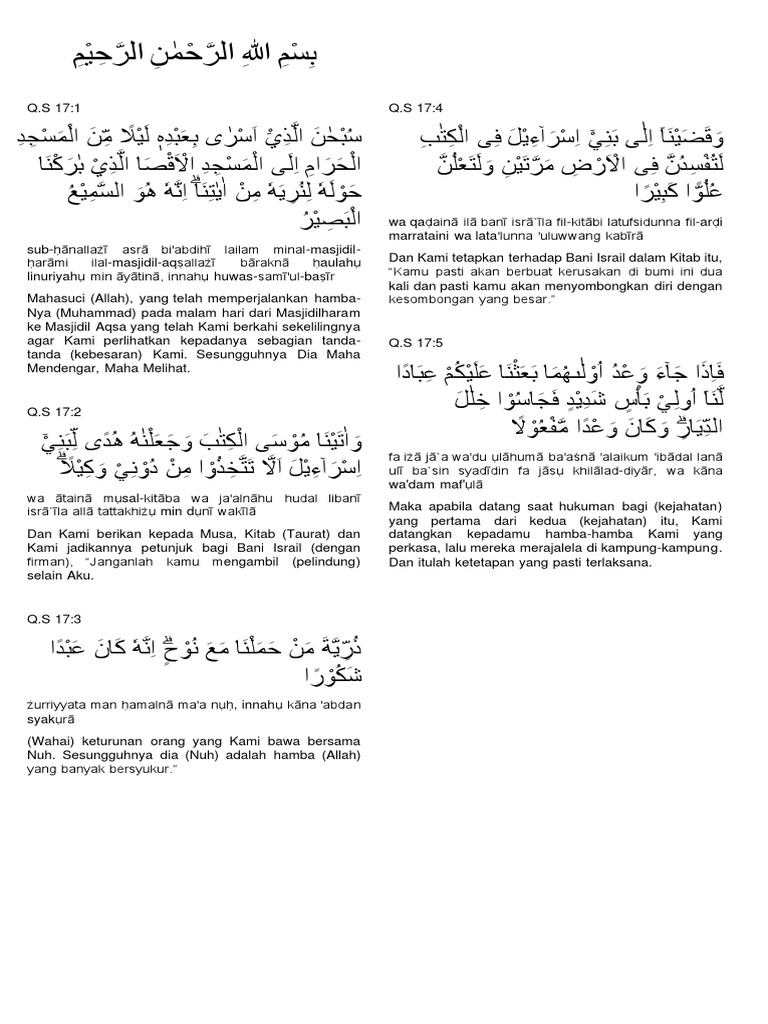 Al-Isra 1-5 | PDF