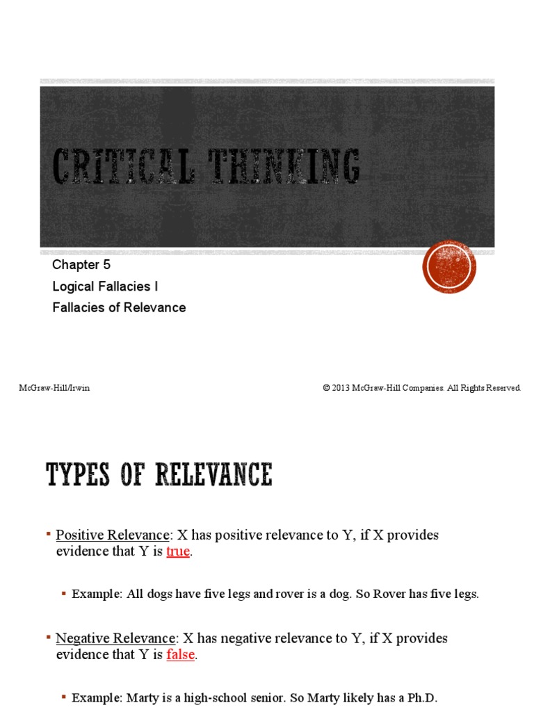 Logical Fallacies I Fallacies of Relevance: Mcgraw-Hill/Irwin © 2013 ...