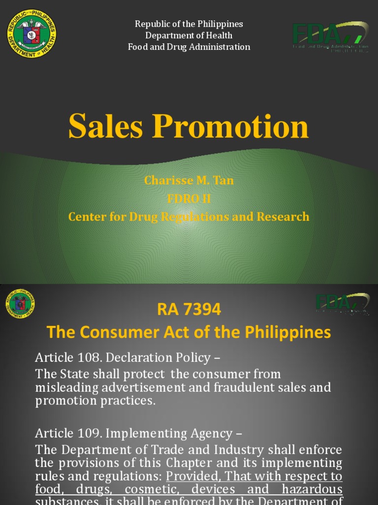FDA Sales Promotion Permit Guidelines | PDF | Food And Drug ...