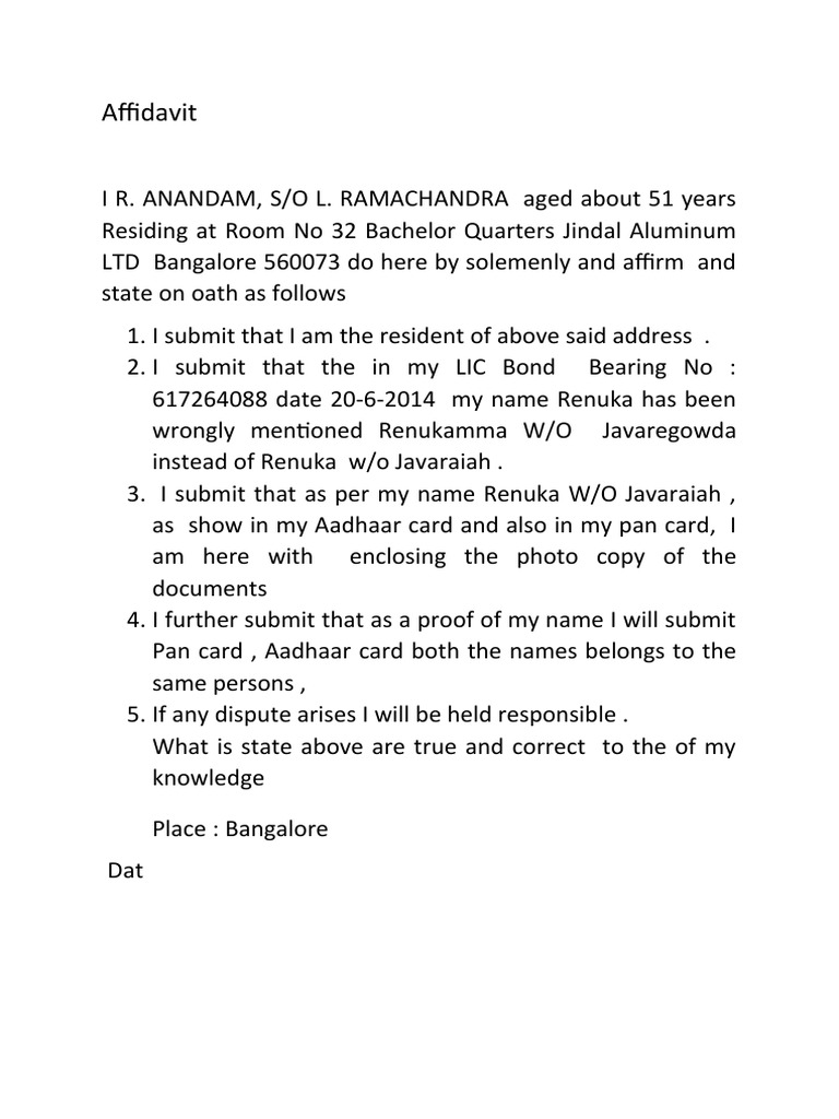 Affidavit | PDF | Affidavit | Document