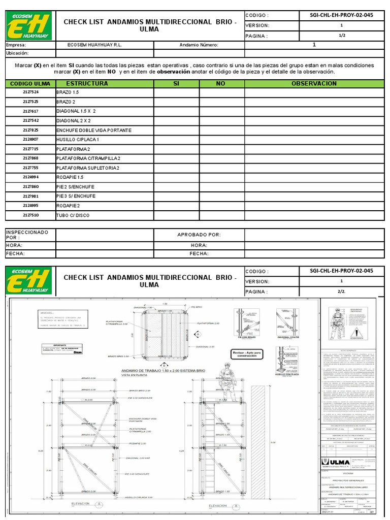 Check List - Andamio Ulma | PDF