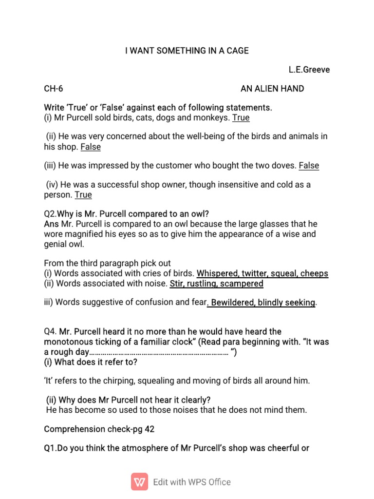 CL 7 CH 6 I Want Something in A Cage | PDF