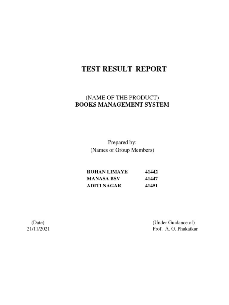 Test Result Report: Books Management System | PDF | Unit Testing ...