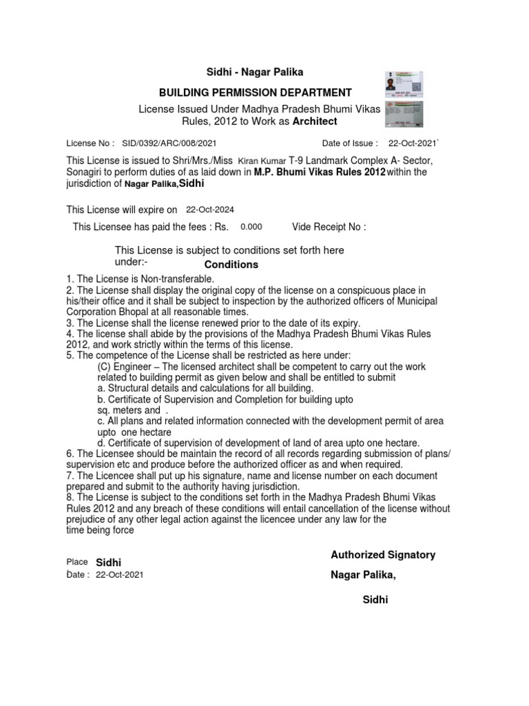 Arch Reg Certificate | PDF | License | Architect