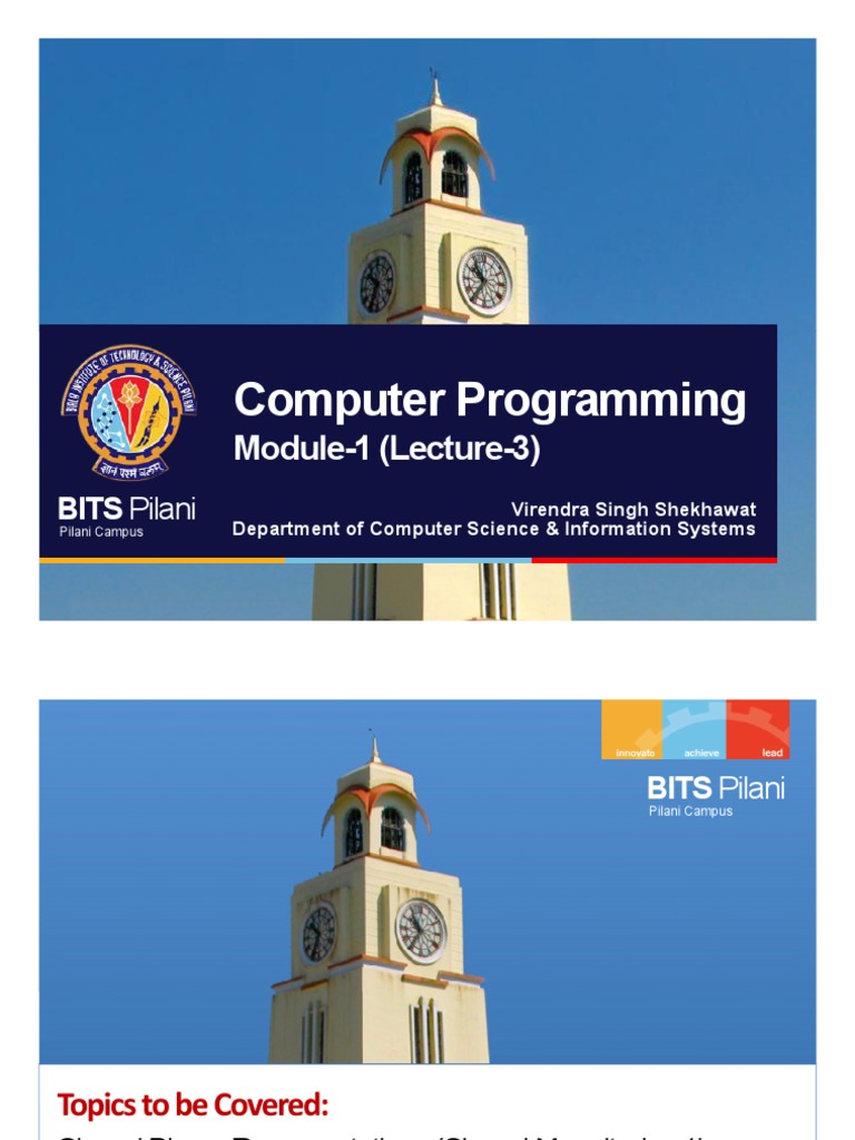 Computer Programming: Module-1 (Lecture-3) | PDF | Integer (Computer ...