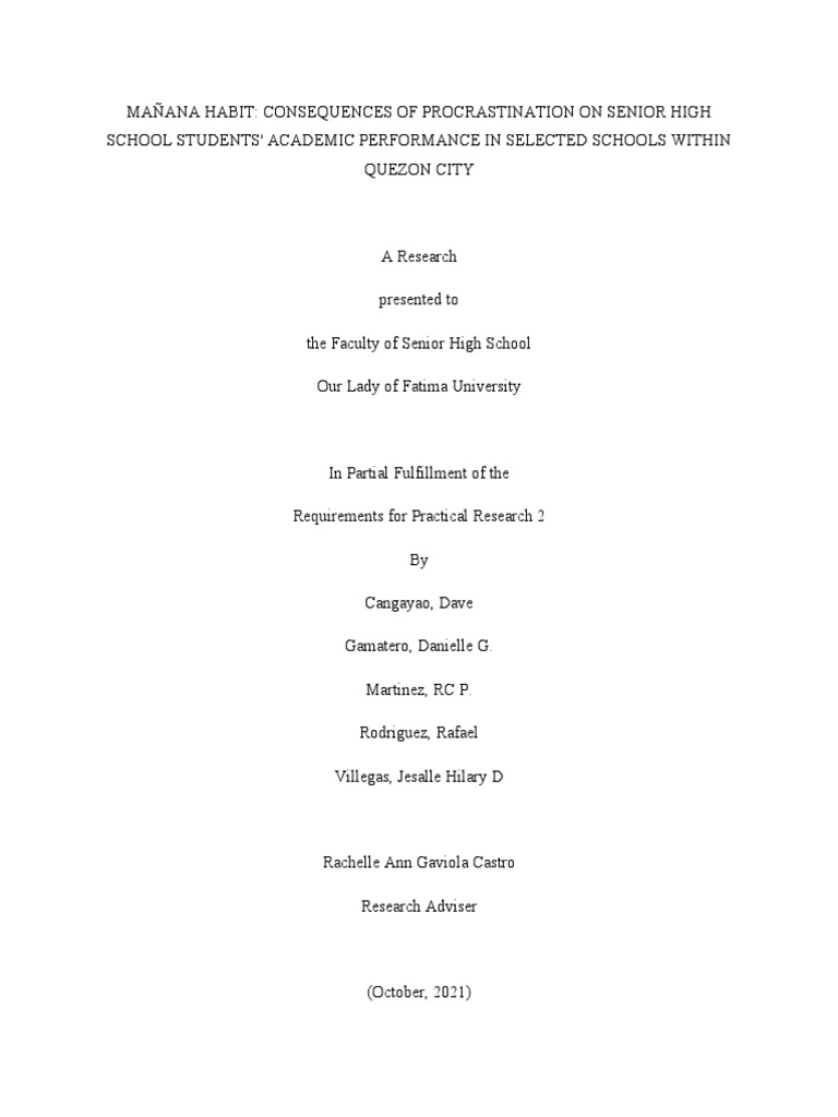 Research Draft | PDF | Professional Skills | Procrastination