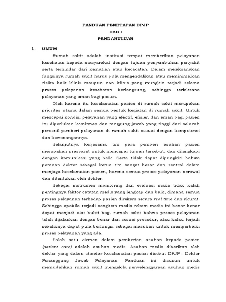 Panduan Penetapan DPJP | PDF