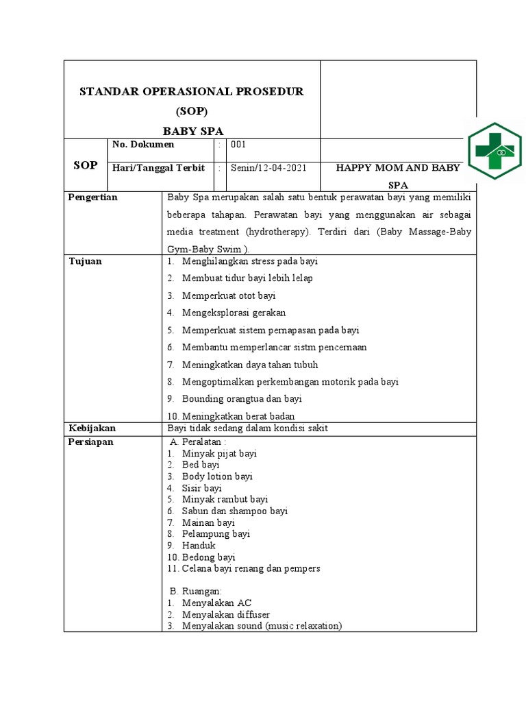 SOP Baby Spa | PDF