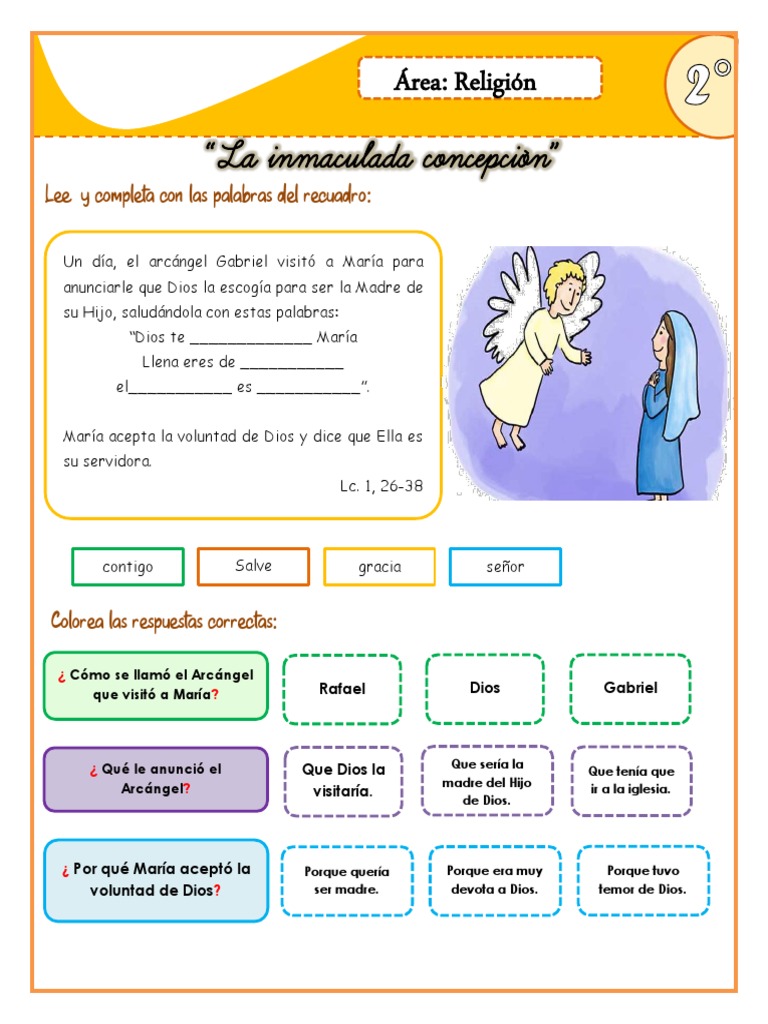 Ficha Inmaculada Concepción (2°) | PDF