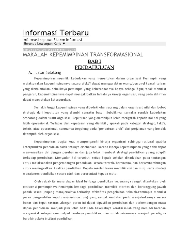 Kepemimpinan Transformasional | PDF