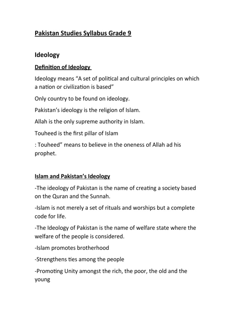 Pakistan Studies Syllabus Grade 9 Pdf Muhammad Ali Jinnah Pakistan