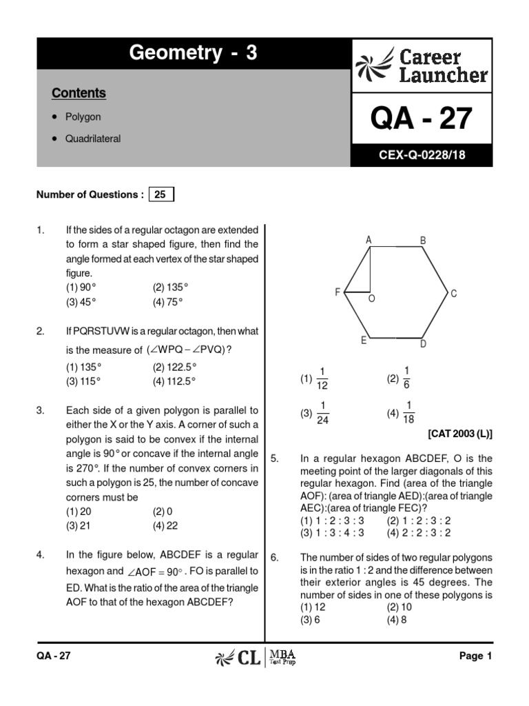 IMPORTANT QA-25 Geometry 1 With Solutions (1) QA-27 Geometry 3 With ...