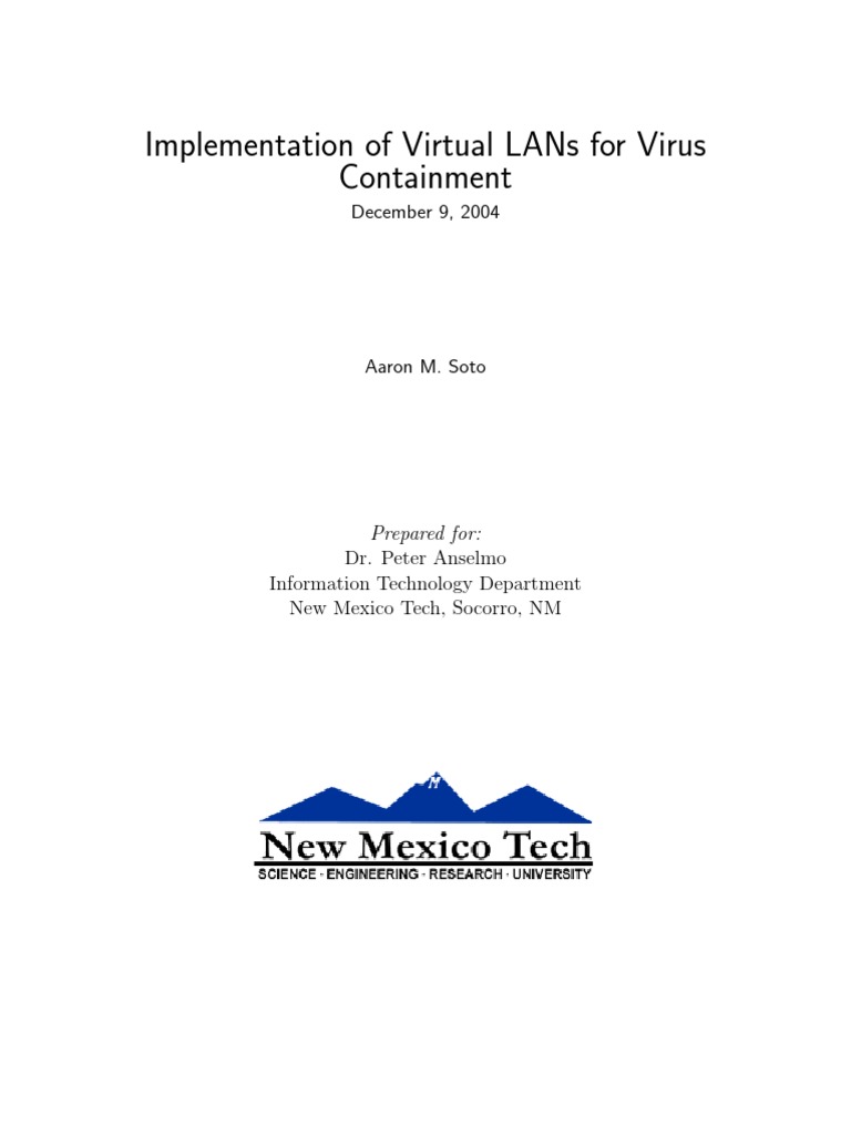 Implementation of Virtual Lans For Virus Containment: December 9, 2004 | PDF | Network Switch ...