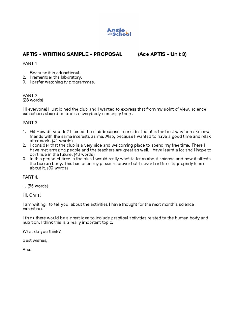 Aptis Proposal - Sample Writing | PDF