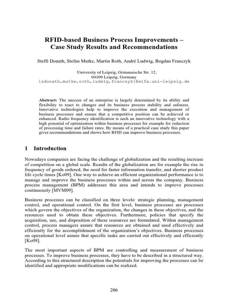 RFID-based Business Process Improvements | PDF | Radio Frequency Identification | Business Process
