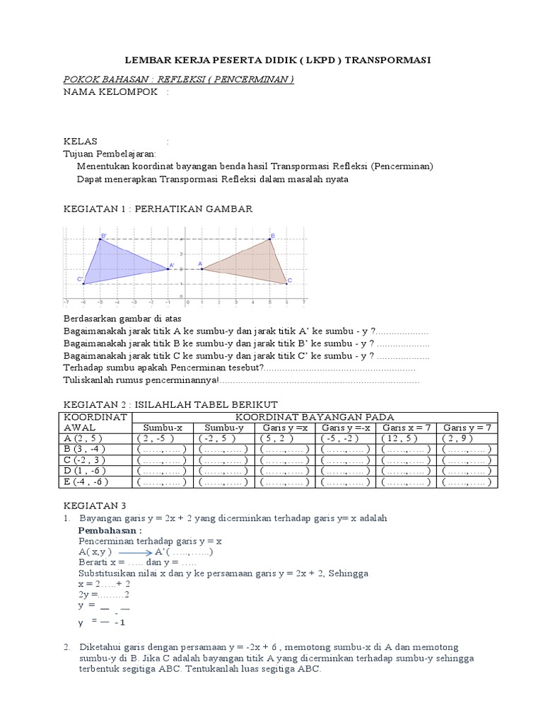 LKPD Transformasi Geometri | PDF