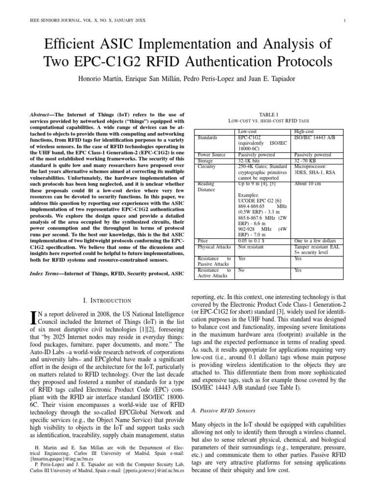 ASIC Analysis of EPC-C1G2 RFID Protocols | PDF | Radio Frequency ...