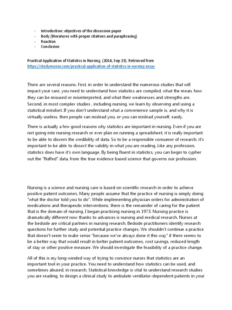 Practical Application of Statistics in Nursing | PDF | Nursing | Statistics