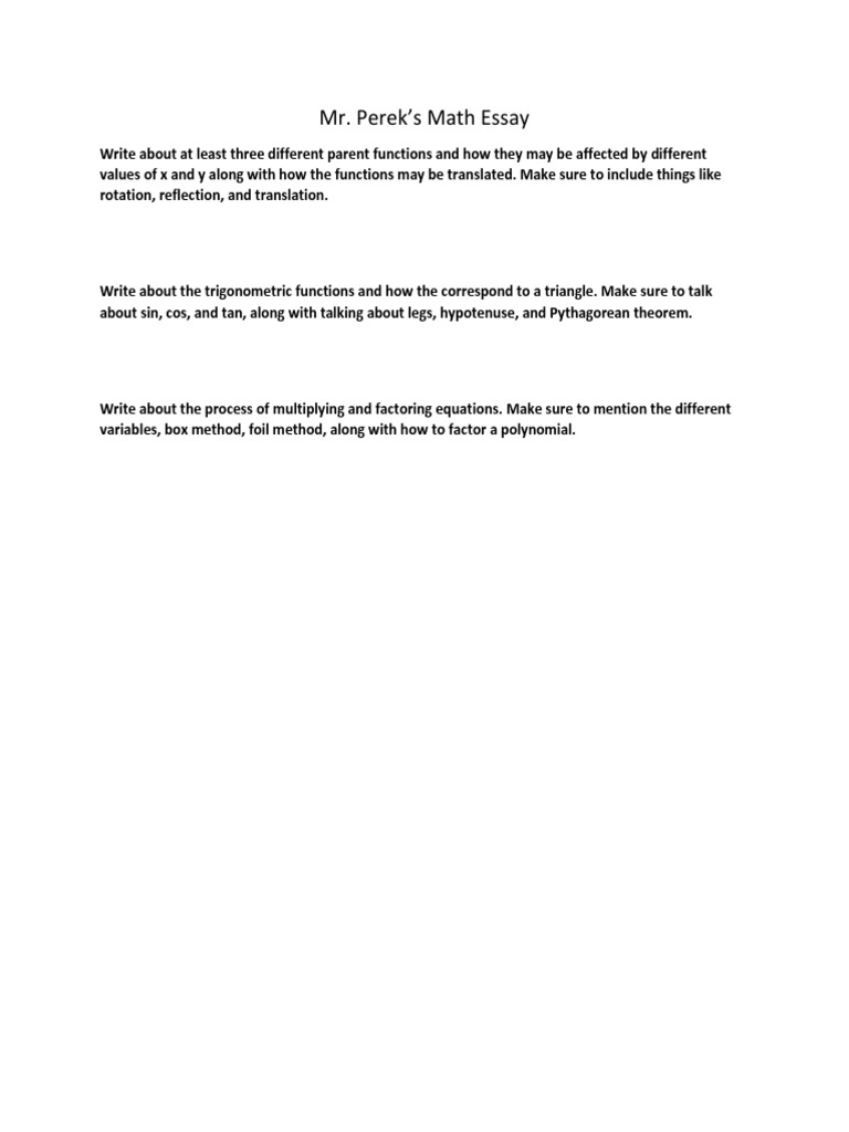 Math Essay Prompts | PDF