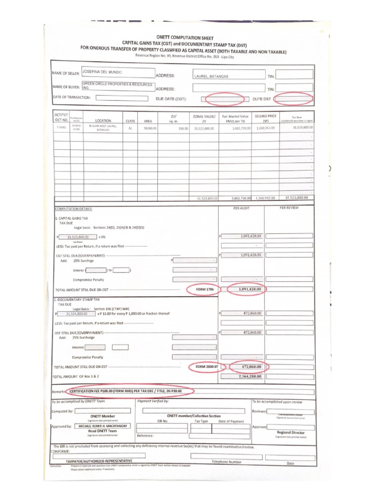 Onett Computation Sheet | PDF