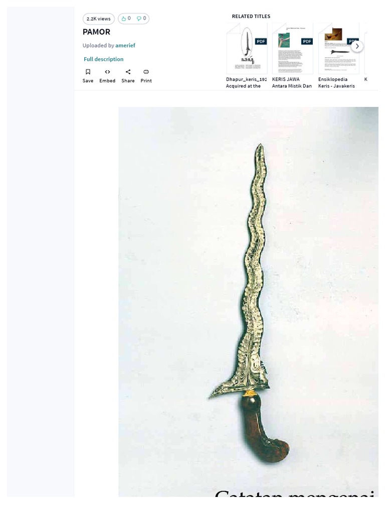 Jenis Dan Pamor Keris Jawa | PDF