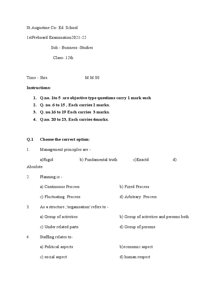 Instructions: 1. Q.no. 1to 5 Are Objective Type Questions Carry 1 Mark ...