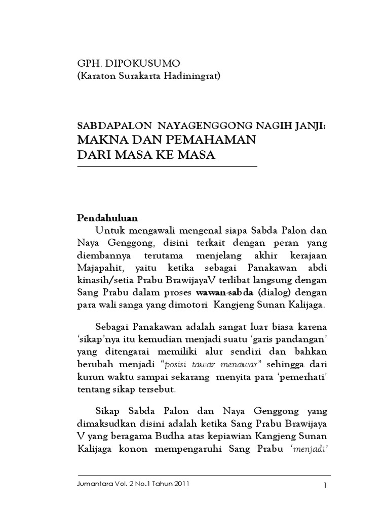 Kisah Sabdo Palon Naya Genggong | PDF