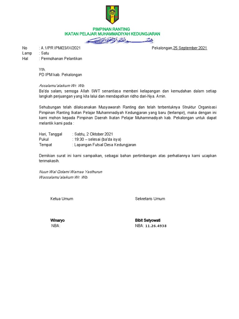 Pimpinan Ranting Ikatan Pelajar Muhammadiyah Kedungjaran | PDF