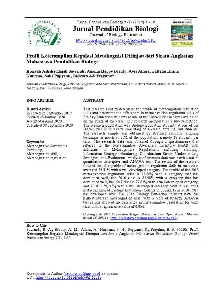 Jurnal Pendidikan Biologi | PDF | Kognisi | Science