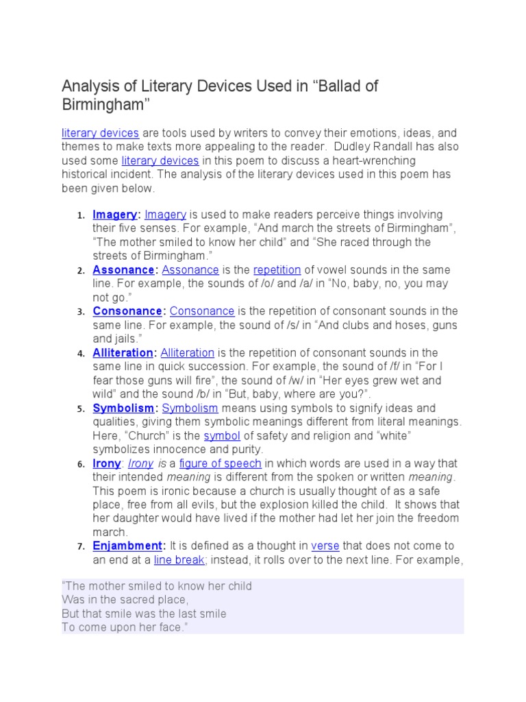 Ballad of Birmingham | PDF | Poetry | Irony