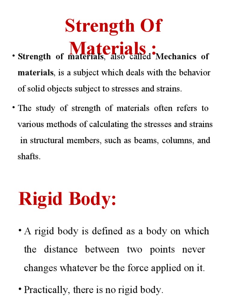 Strength of Materials:: Materials, Is A Subject Which Deals With The ...