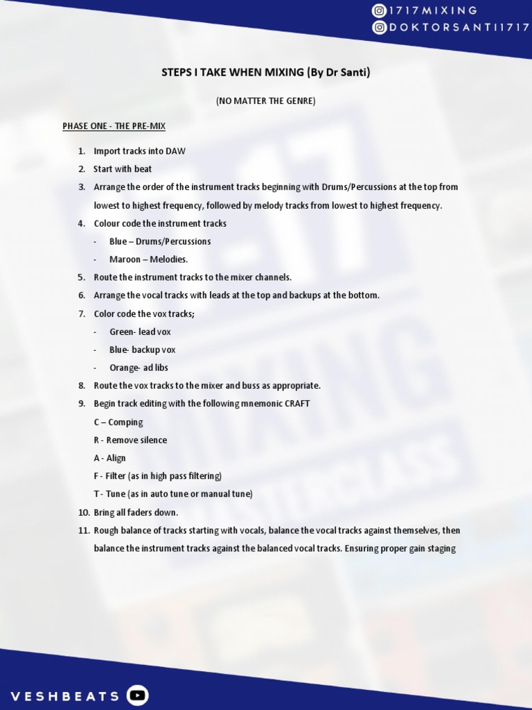 DR Santi 1717mix Mixing and Mastering Cheat Sheet 1 | PDF ...