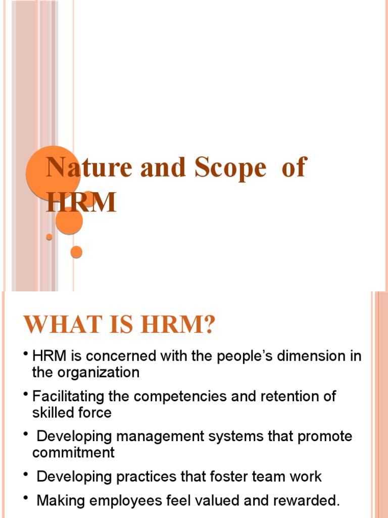 Nature and Scope of HRM | PDF | Human Resource Management | Human Resources