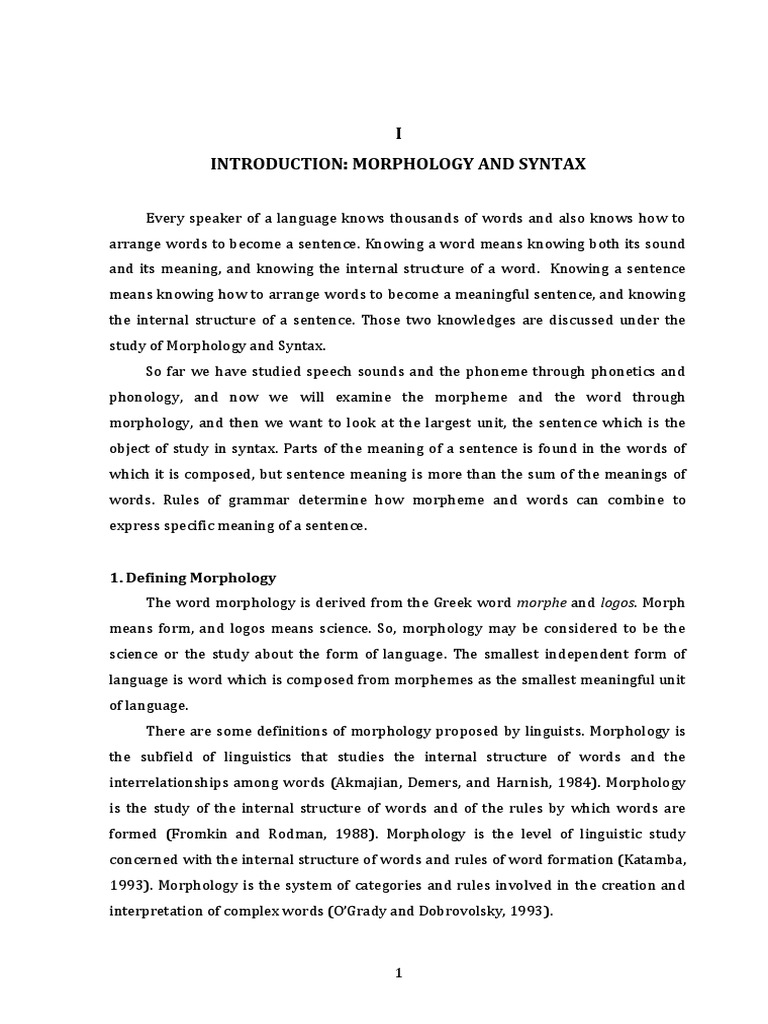 Week 1 Morphology and Syntax | Download Free PDF | Word | Morphology ...