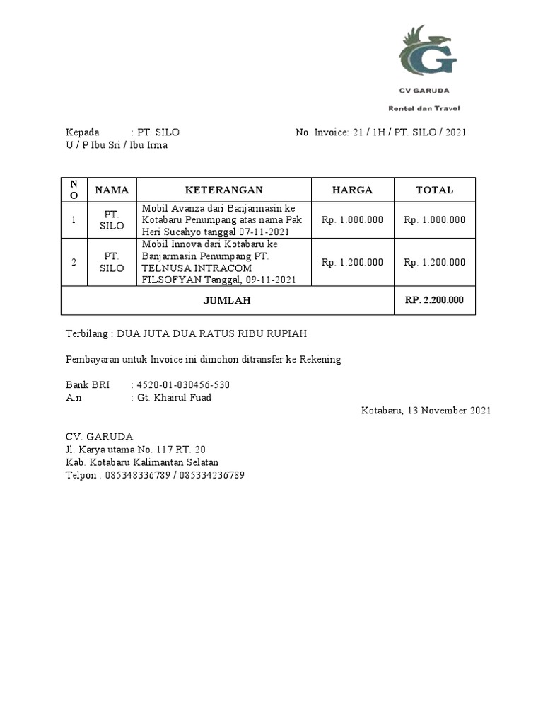 Invoice Cv. Garuda | PDF
