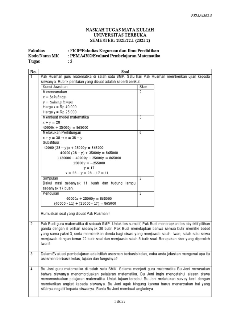 Soal Pema4302 tmk3 3 | PDF