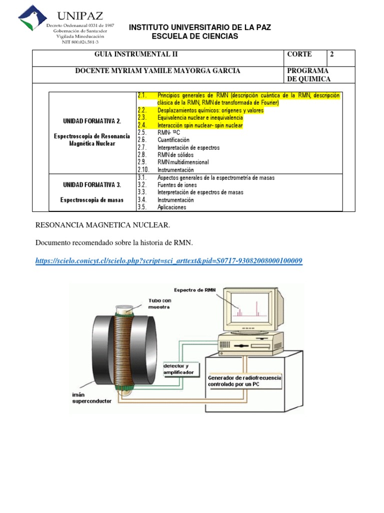 Guia Instrumental II. RMN Masas. | PDF | Resonancia magnética nuclear ...