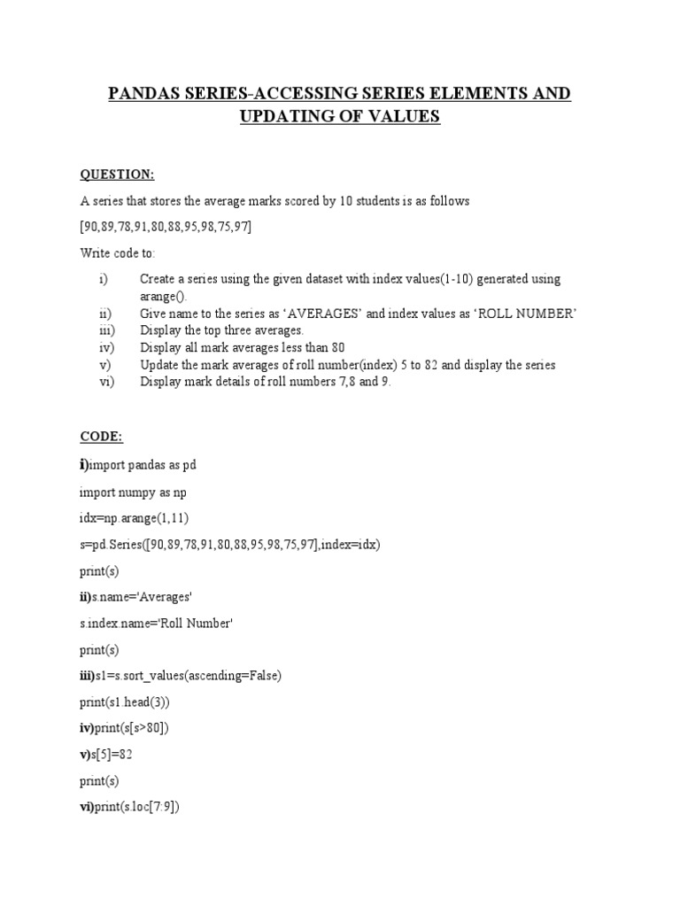 Accessing Series Elements and Updating | PDF