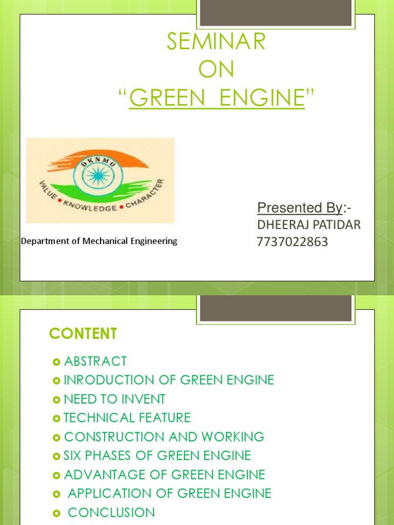 Green Engine | PDF | Engines | Internal Combustion Engine