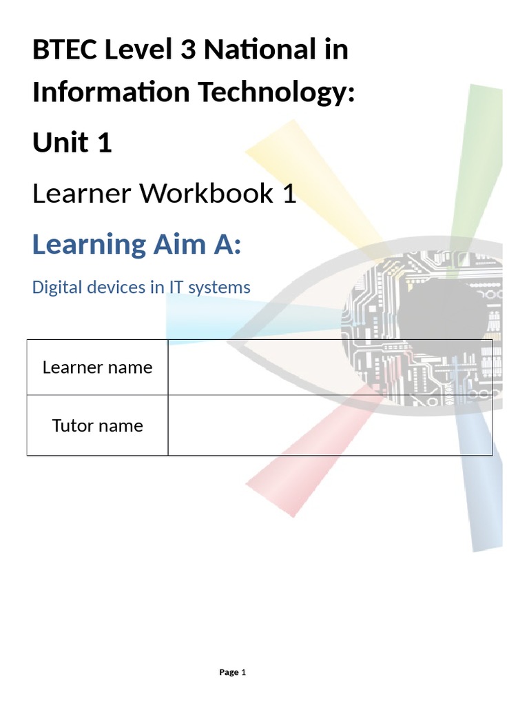 BTEC Level 3 National in Information Technology: Unit 1: Learner Workbook 1 | PDF | Operating ...
