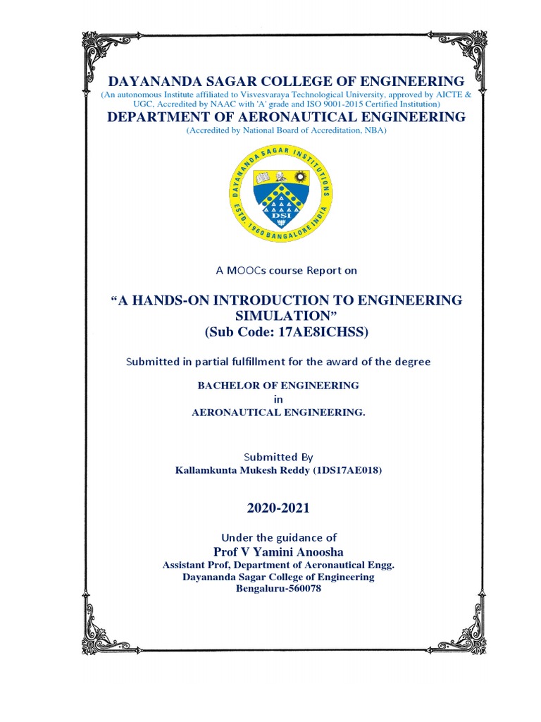 Mukesh Reddy - 1DS17AE018 EDX | PDF | Finite Element Method | Computational Fluid Dynamics