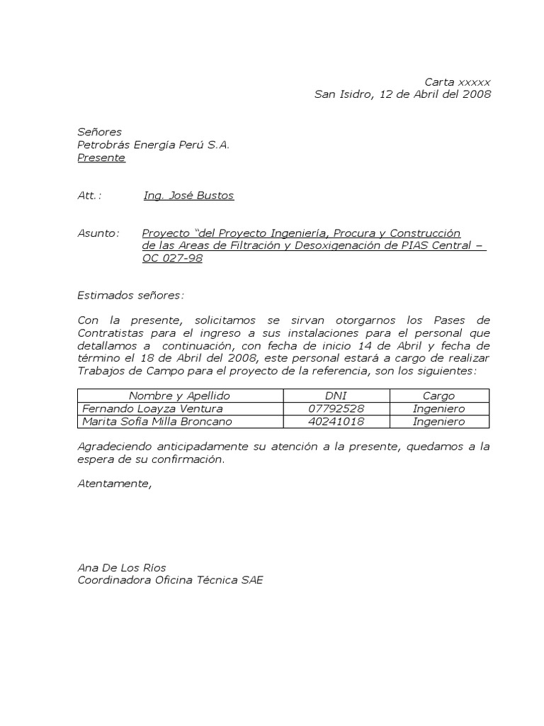 Modelo Solicitud de Pases SAE | PDF