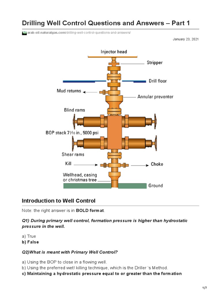 Drilling Well Control Questions and Answers Part 1 | PDF | Casing ...