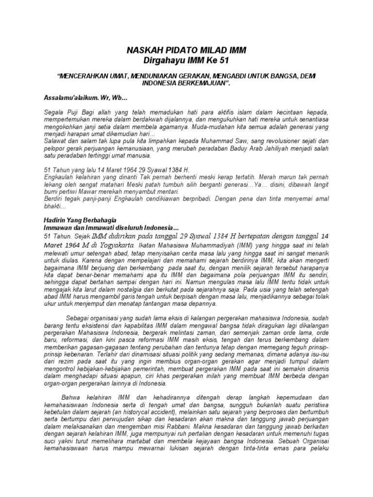 Naskah Pidato Milad Imm | PDF | Agama & Spiritualitas