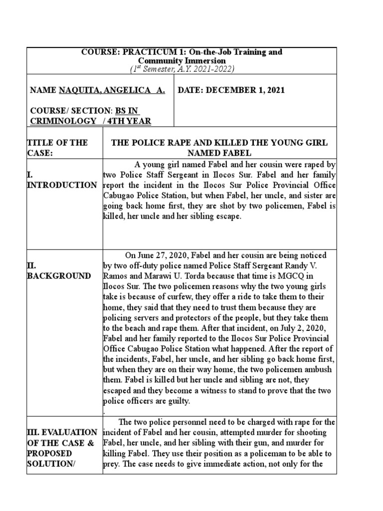 Case Study Criminology | PDF | Police | Murder