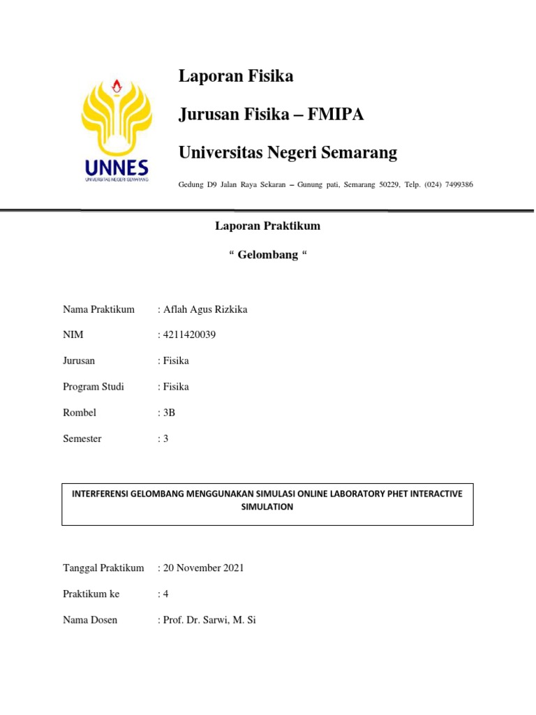 Interferensi Gelombang - Aflah Agus Rizkika - 4211420039 | PDF | Sains ...