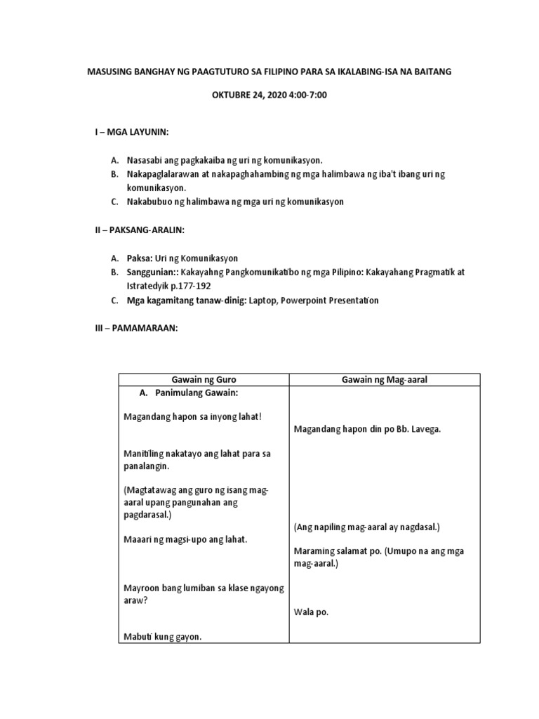 Detailed Lesson Plan | PDF
