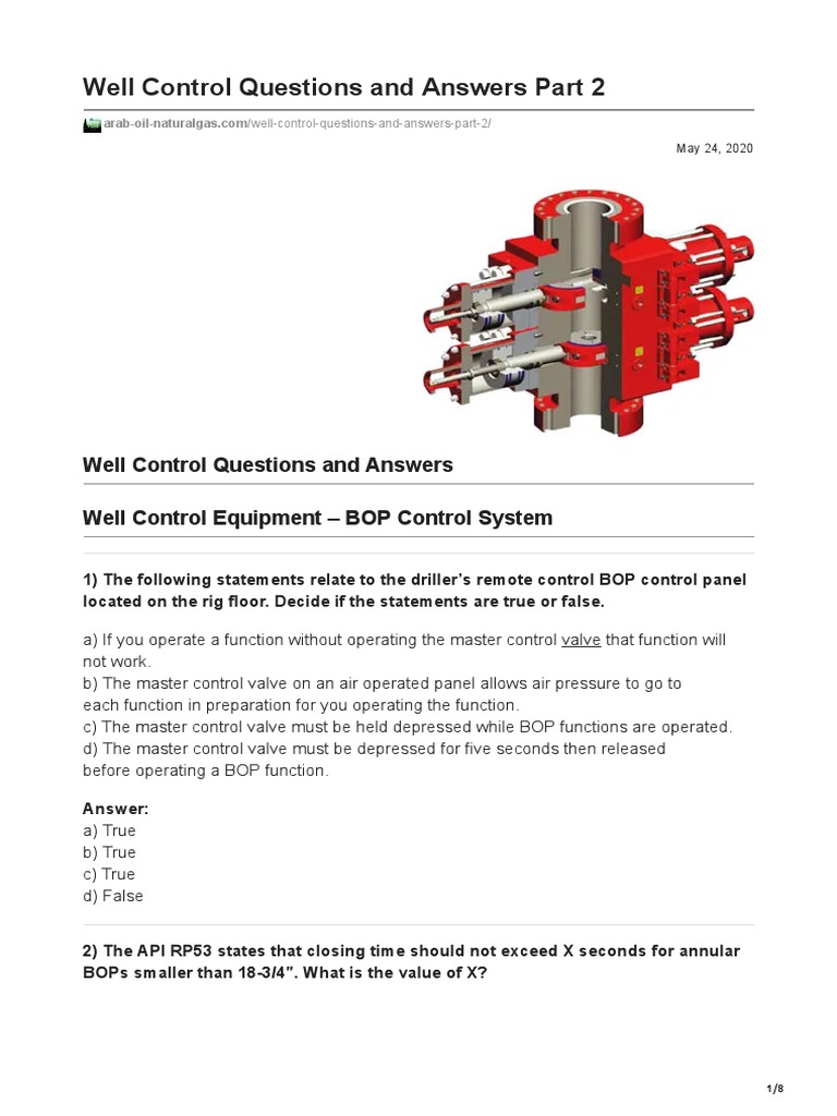 Well Control Questions and Answers Part 2 | PDF | Chemical Engineering ...