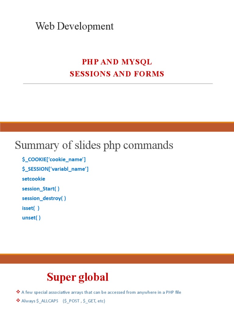 Web Development: PHP and Mysql Sessions and Forms | Download Free PDF ...