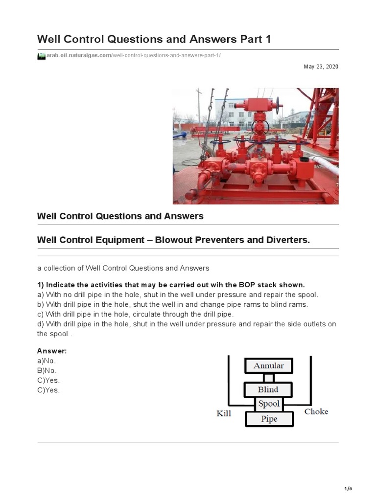 Well Control Questions and Answers Part 1 | PDF | Mechanical ...